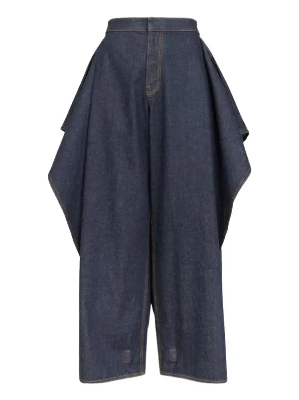 Alaïa Ruffled Wide-leg Jeans - Black