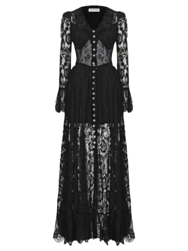 SELF-PORTRAIT Lace Maxi Dress - Black