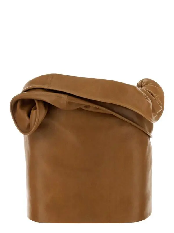 Magda Butrym Leather Draped Mini Skirt - Brown