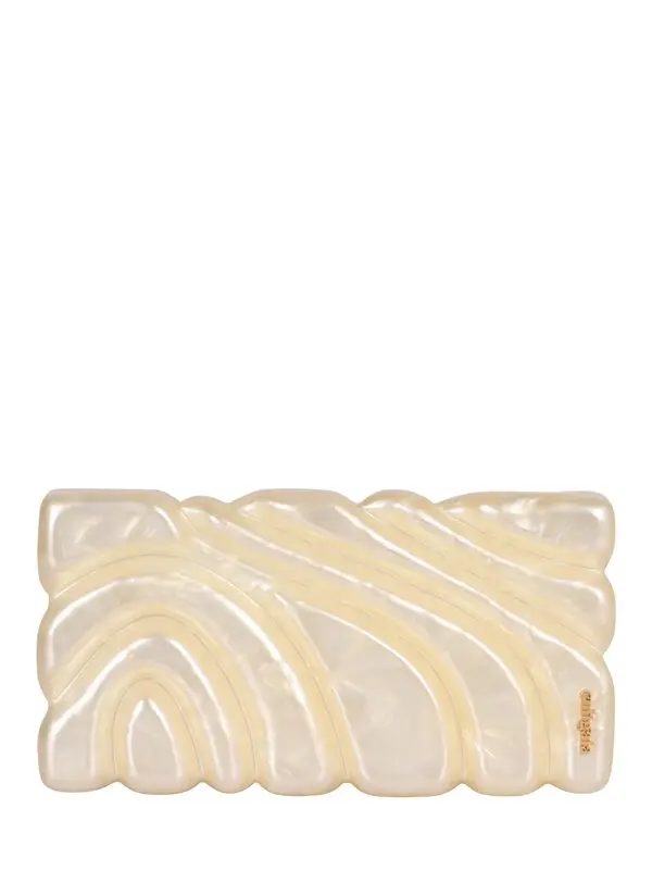 Cult Gaia Aura Embellished Acrylic Clutch With Chain Strap - Nude