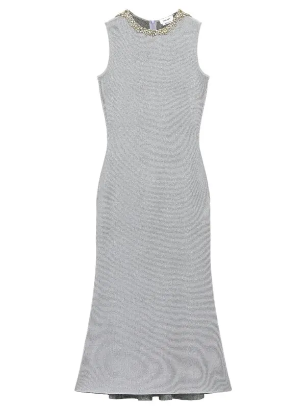 Alexander McQueen Chain Mail Embroidery Midi Dress - Silver