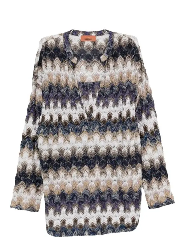 Missoni Chevron Knit Knitted Top - Gray