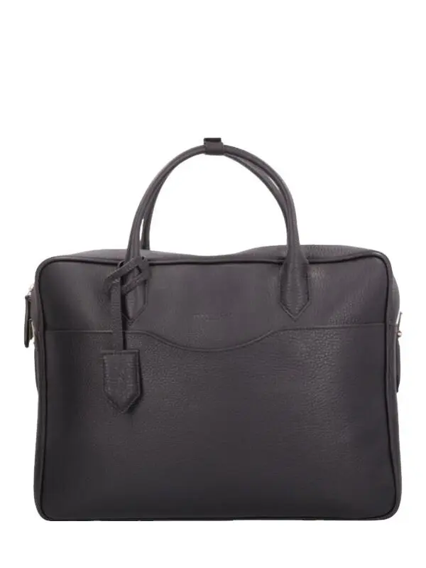 Longchamp Leather Laptop Bag With Zipper Closure - Black