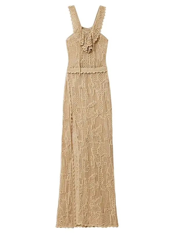 Isabel Marant Étoile Ornella Beaded Crochet Maxi Dress - Desert