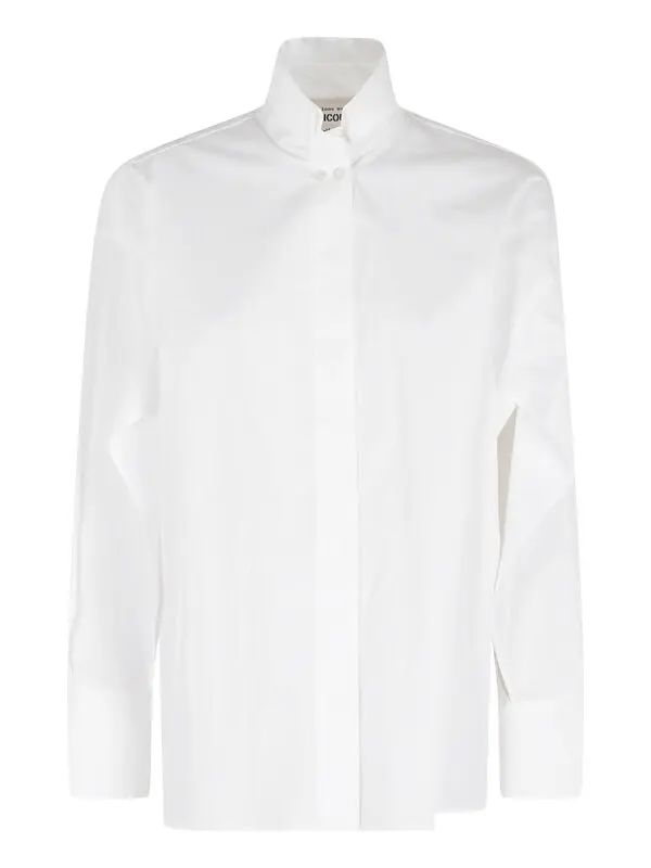 SEMICOUTURE Almeda Stand Collar Shirt - White