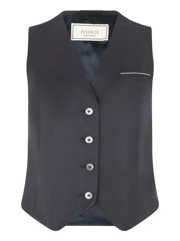 Peserico Rhinestone Pocket Vest Jacket - Dark Gray
