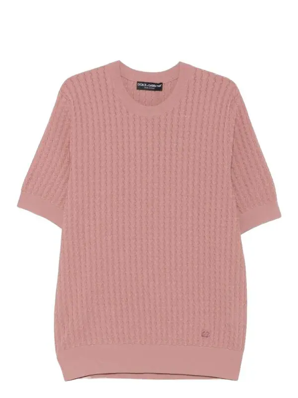 Dolce & Gabbana Crew Neck Short-sleeved Knit Sweater - Pink