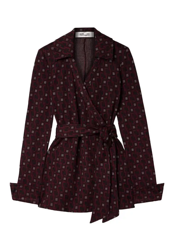 Diane Von Furstenberg Sheree Geometric Jacquard Wrap Top - Black