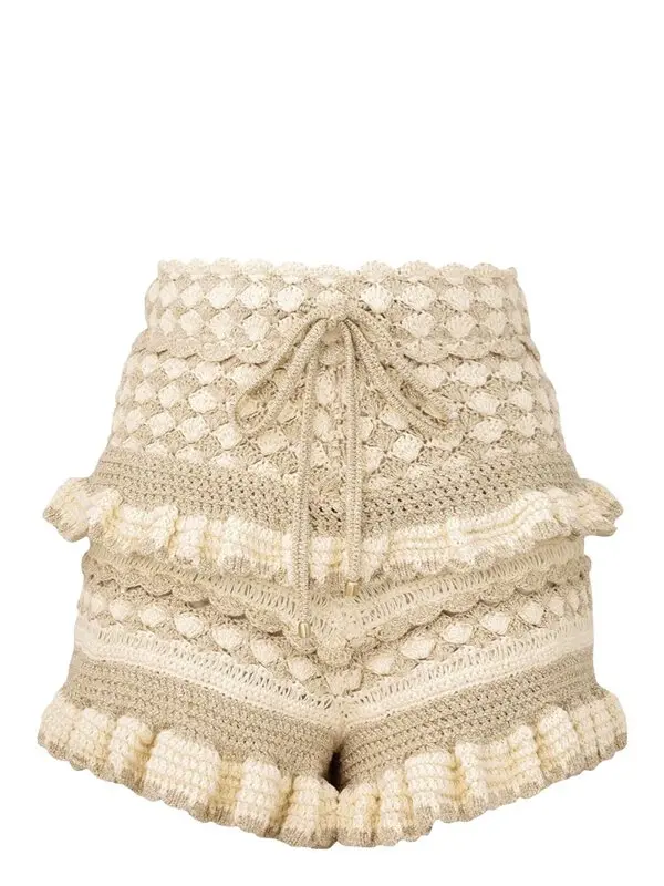 Zimmermann Wanderlust Crochet Short - Metallic Gold Cream