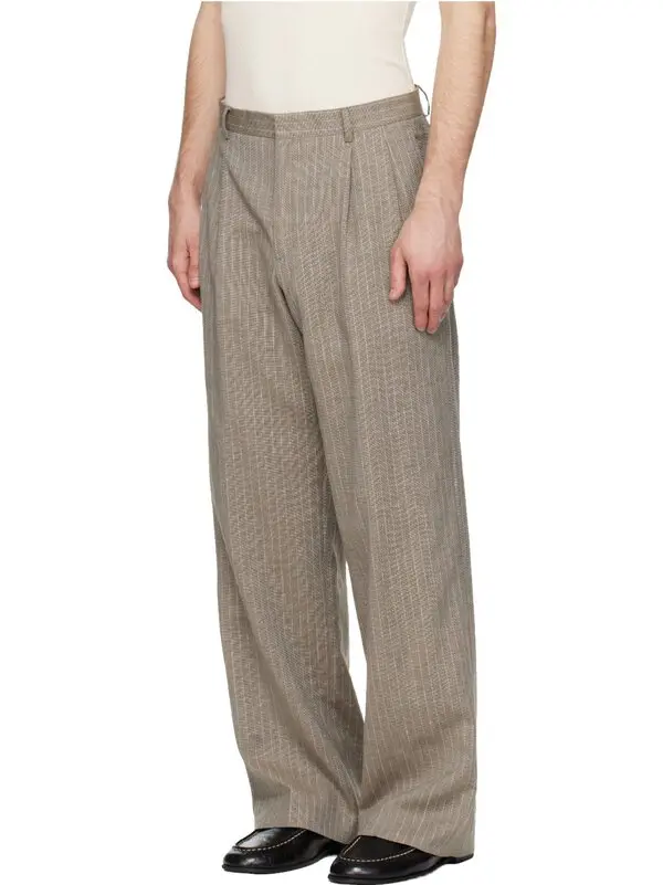 SUNFLOWER Wide-leg Pleated Striped Trousers - Nude