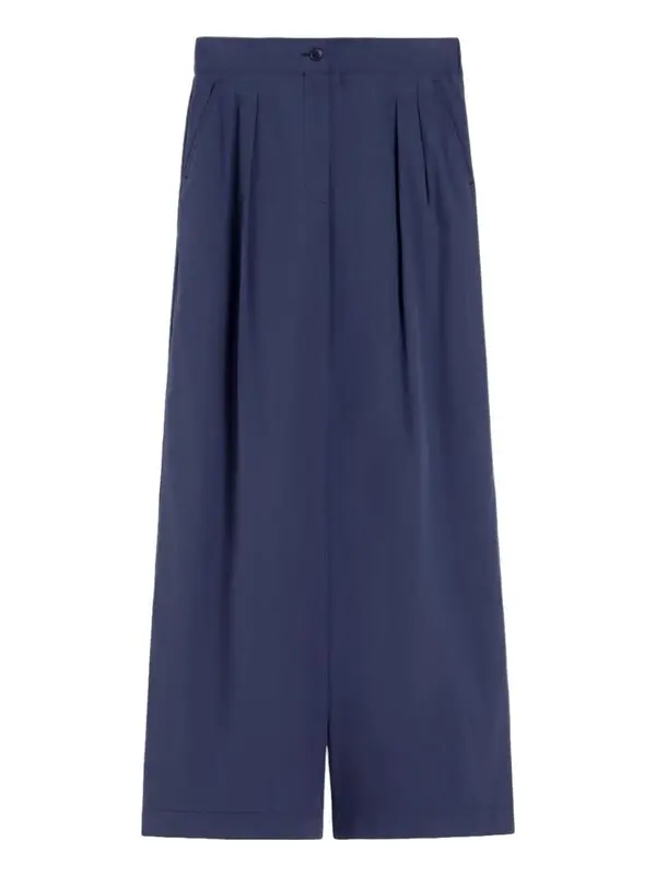 Max Mara Pleated Wide-leg Trousers - Navy Blue