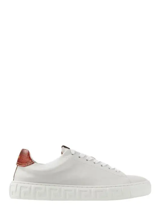 Versace Greca Lace-up Low Top Sneakers - Brown  White