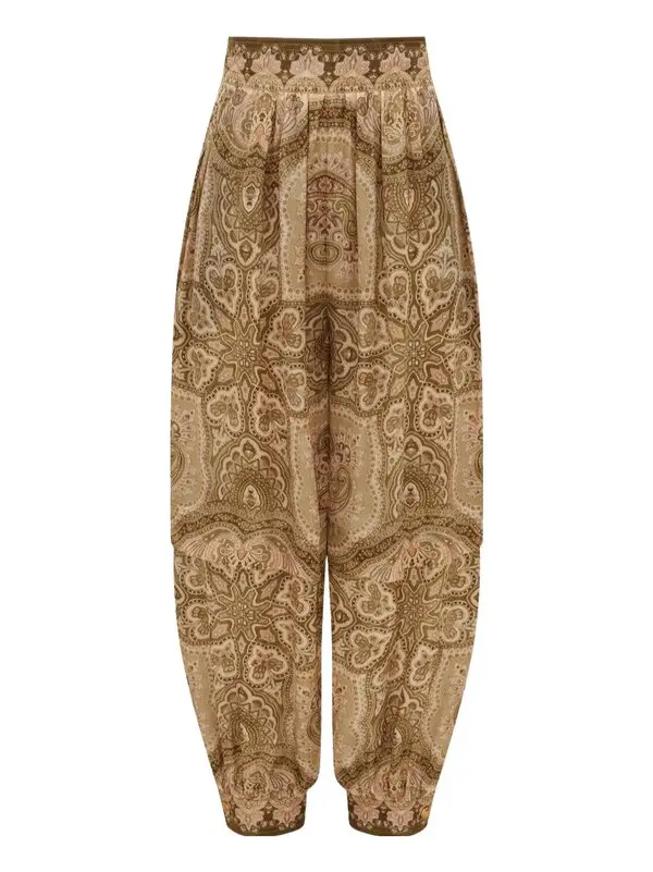 Zimmermann Printed Pleated Casual Pants - Brown