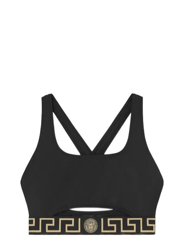 Versace Greca Border Cut-out Detailed Bikini Top - Black
