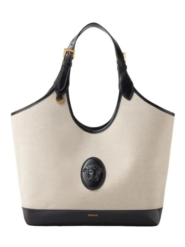 Versace Riviera Large Tote Bag By - Black  Beige