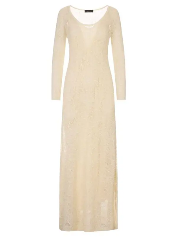 Fabiana Filippi Long Sleeve Draped Maxi Dress - Nude