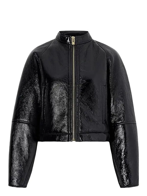 Alaïa Cropped Shearling Bomber Jacket - Black