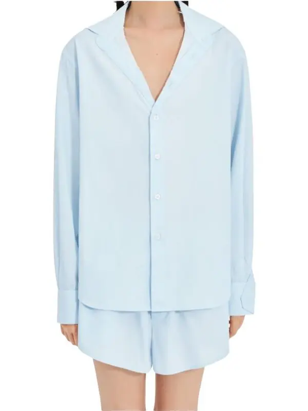 MAISON MARGIELA Relaxed V-neck Shirt - Light Blue