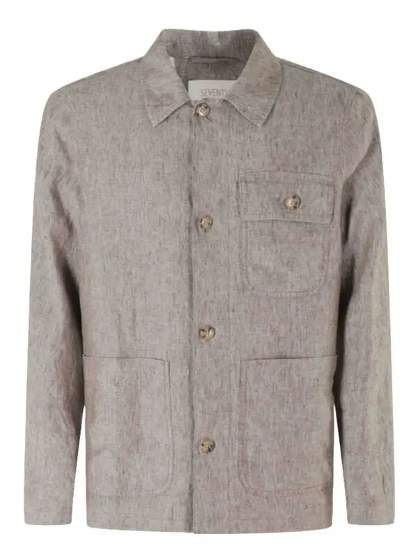 Seventy Long Sleeve Casual Jacket With Button Closure And Three Pockets - Gray