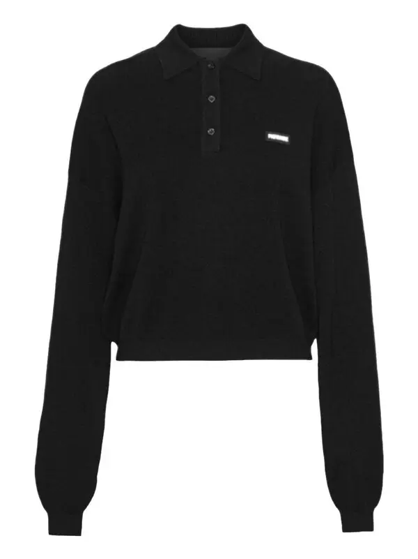 ROTATE BY BIRGER CHRISTENSEN Button-up Long-sleeved Polo Shirt - Black