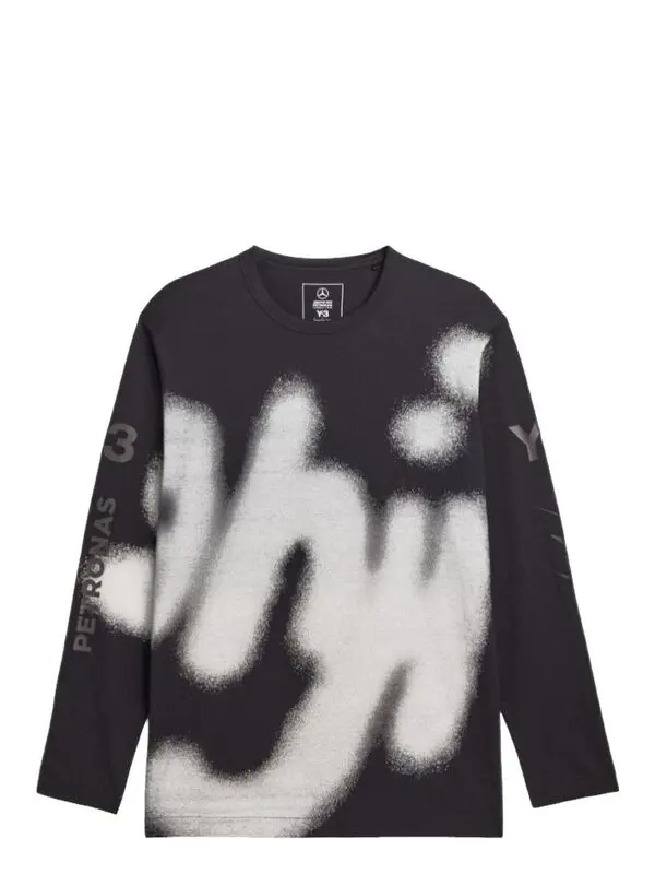 Y3 Mercedes Amg Petronas Formula 1 Team Yohji Graphic Long Sleeve T-shirt - Black