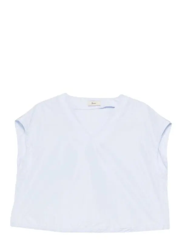 Herno V-neck Short Sleeve Top With Drawstring Hem - White