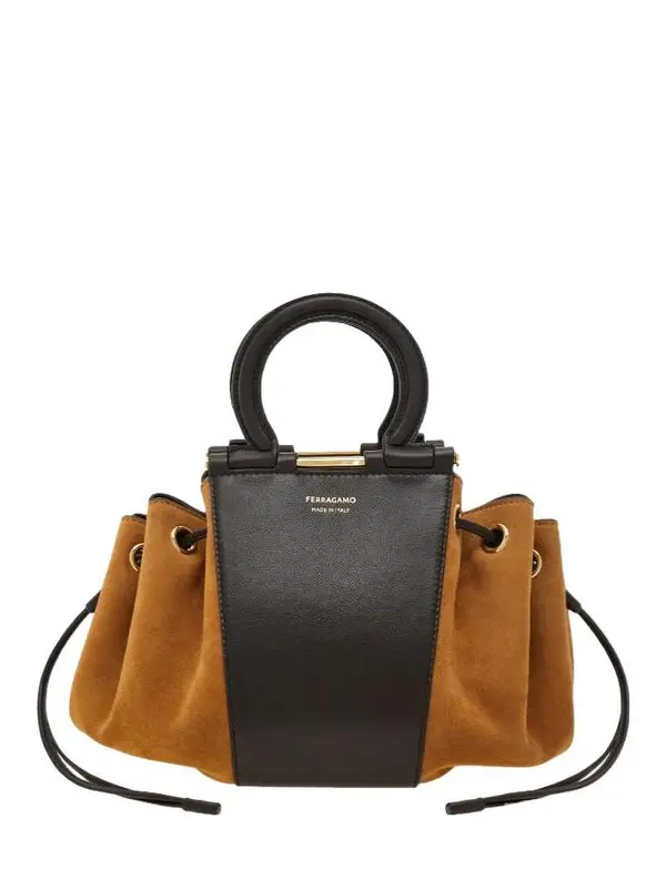 FERRAGAMO Gancini Bucket Bag - Natural Brown