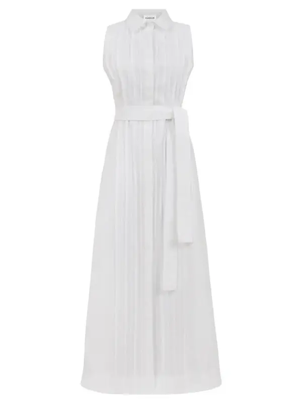 P.a.r.o.s.h Belted Maxi Shirt Dress - White