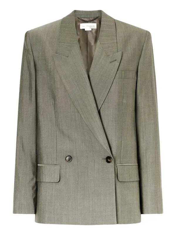 Stella McCartney Tropical Double-breasted Wool Ands Silk-blend Blazer - Gray