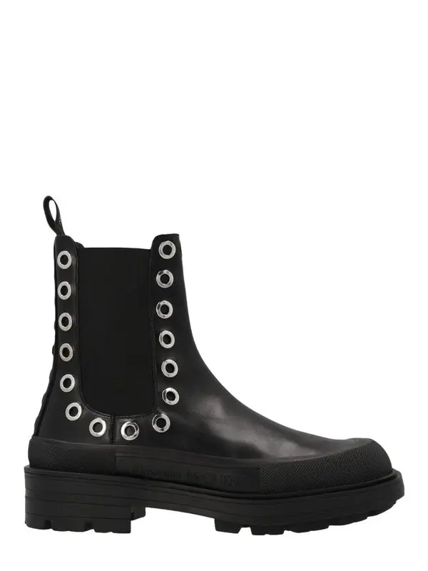 Alexander McQueen Stack Chelsea Eyelet Detailed Boots - Black