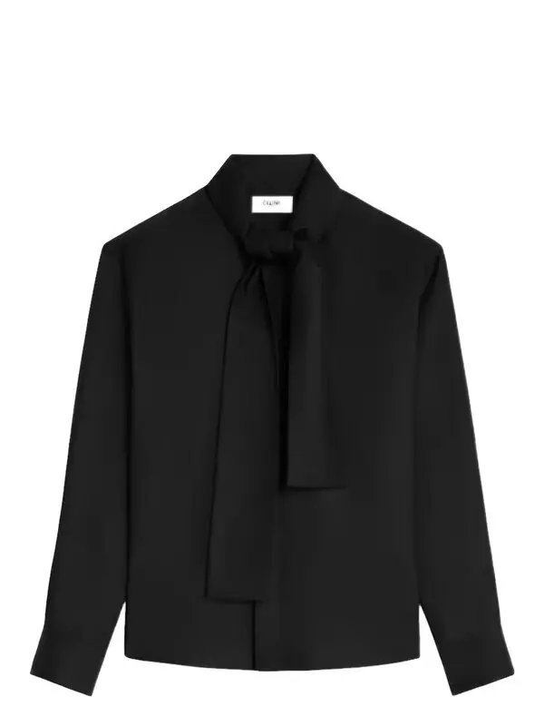 Celine Silk Twill Lavalliere Shirt - Black
