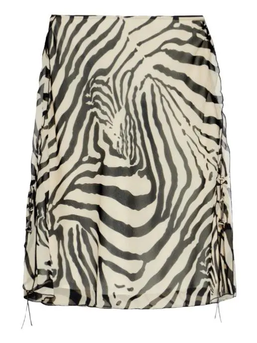 IRO PARIS Zebra Print Side-tie Midi Skirt - Nude
