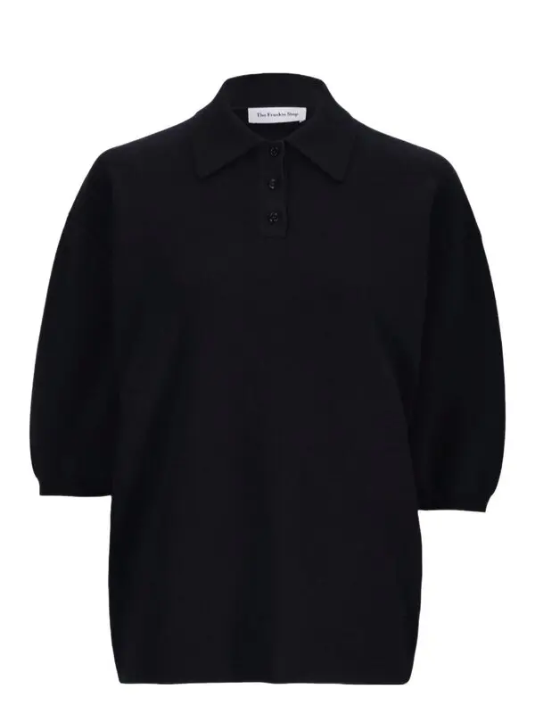 THE FRANKIE SHOP Nola Knit Polo Top - Black