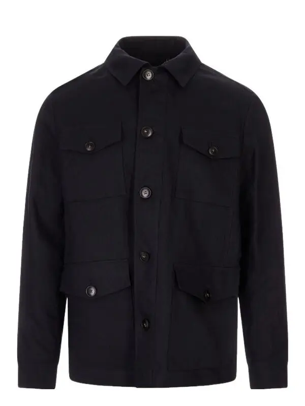 Canali Multi-pocket Shirt Jacket - Black