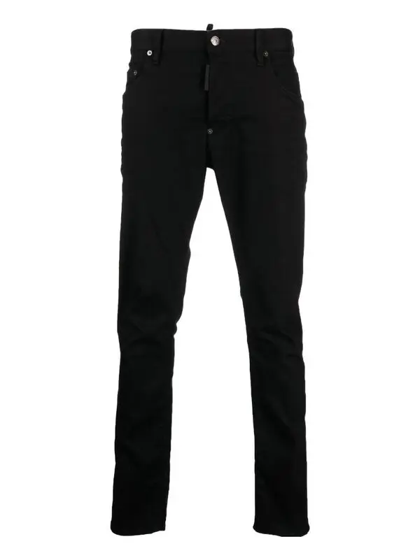 Dsquared2 Logo Patch Slim-fit Jeans - Black