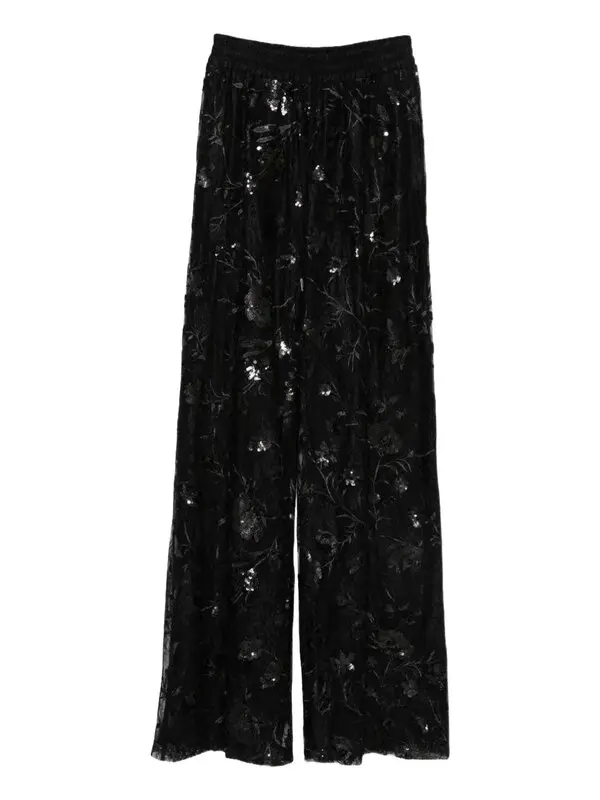 ERMANNO FIRENZE Sequin Embellished Floral Trousers - Black