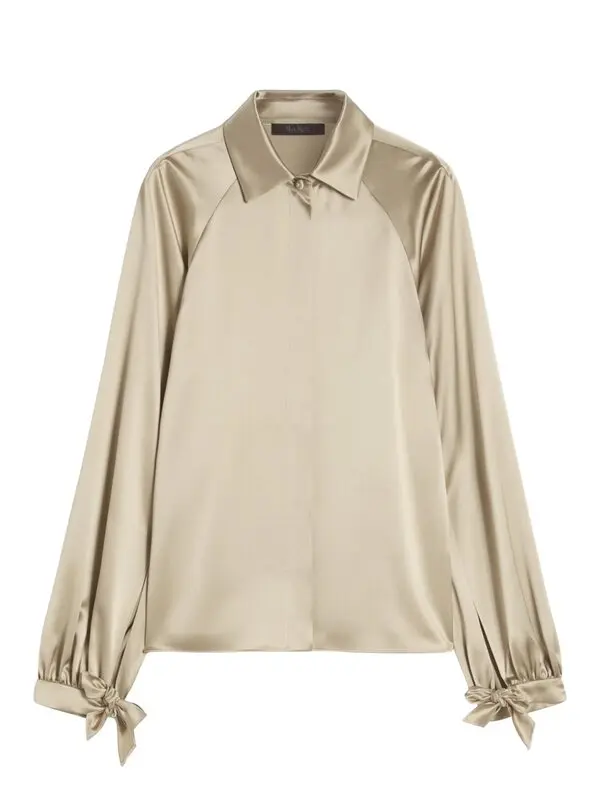 Max Mara Mxealare Long-sleeved Satin Shirt - Sand
