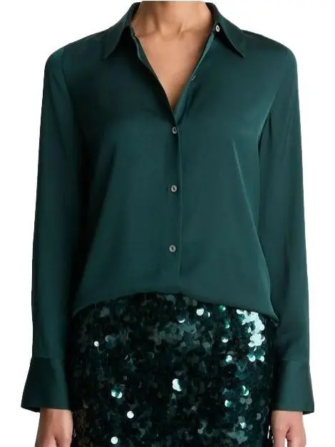 Vince Long Sleeve Button Shirt - Juniper