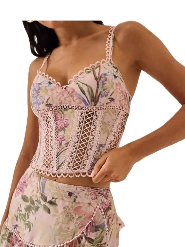 Charo Ruiz Ibiza Poppy Embroidered Bustier Top - Brown
