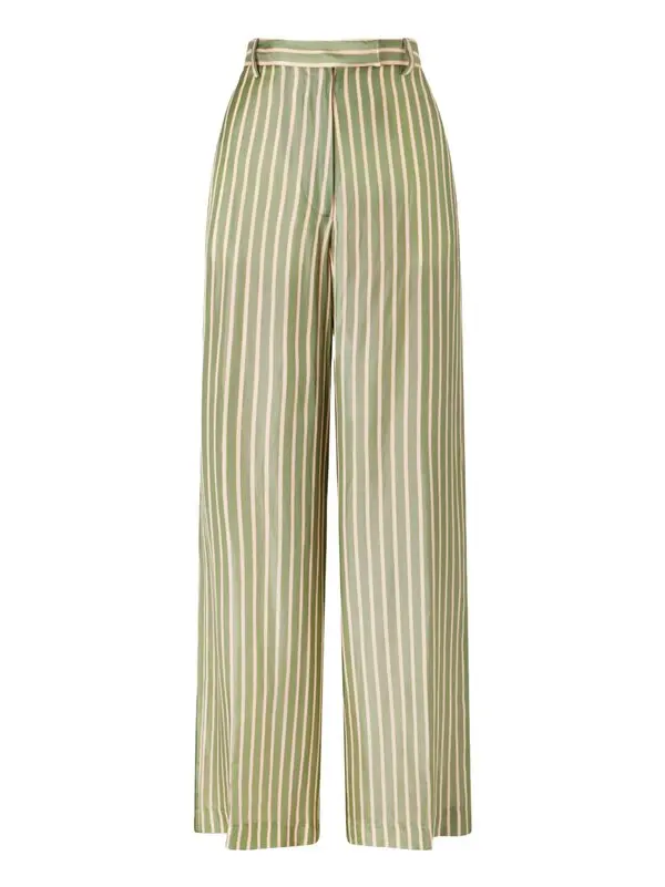 Dries Van Noten Striped Satin Wide Leg Trousers - Nude