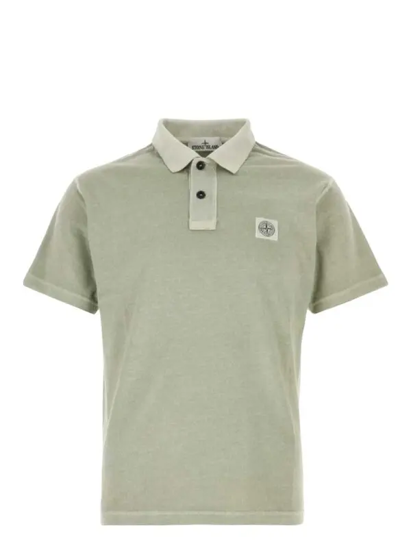 Stone Island Compass-motif Short Sleeved Polo Shirt - Sage