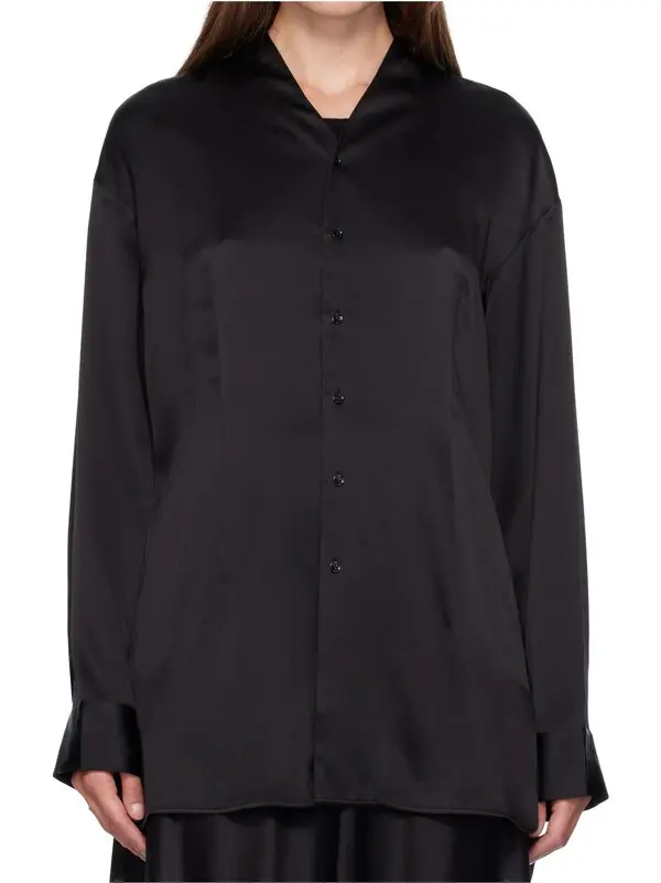 LISA YANG V-neck Button-up Shirt - Black
