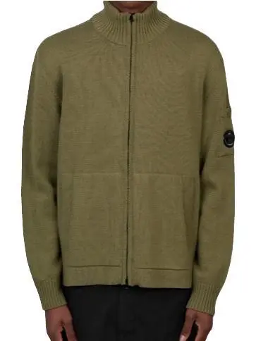 C.P. COMPANY Zip-up High Neck Cardigan - Green