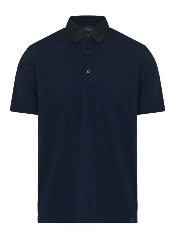 Brioni Contrast-collar Polo Shirt - Navy