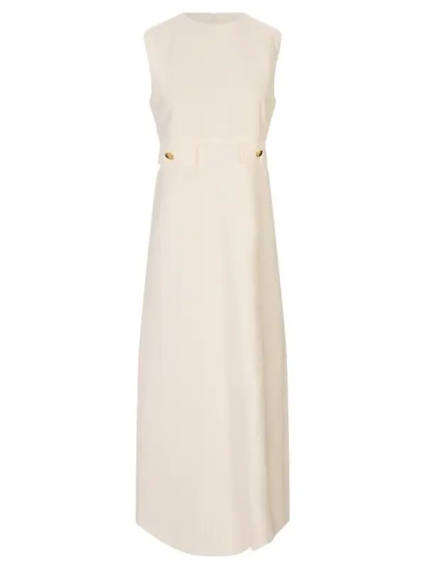 P.a.r.o.s.h Sleeveless Button-detail Maxi Dress - White