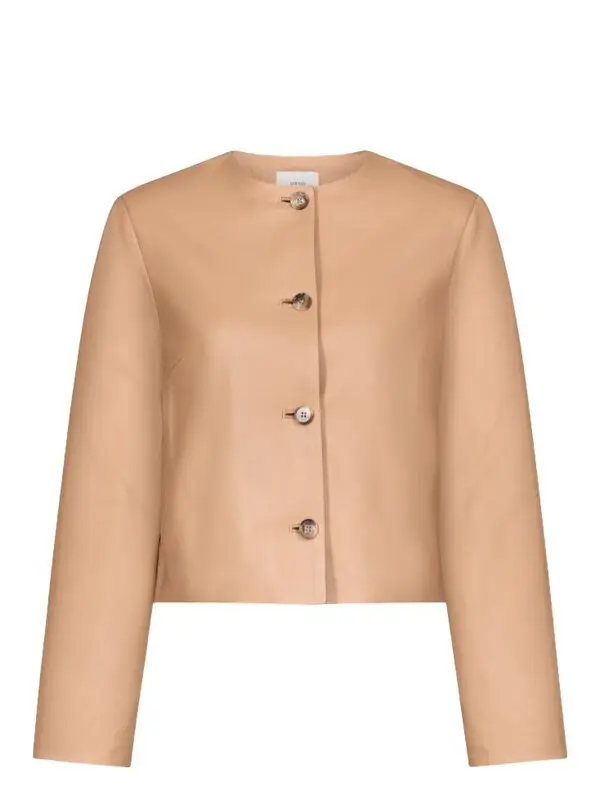 Loulou De Saison Raho Cropped Leather Jacket - Nude