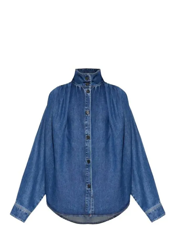IRO PARIS Julie High-neck Denim Jacket - Navy Blue