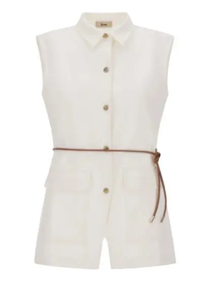 Herno Belted Button-fastened Vest - Natural Color