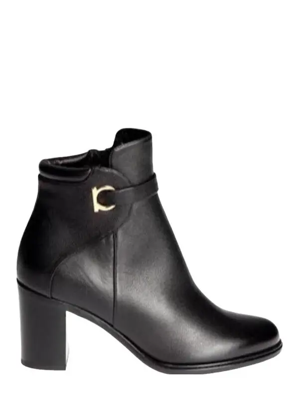 FERRAGAMO Logo High-heeled Ankle Boots - Black