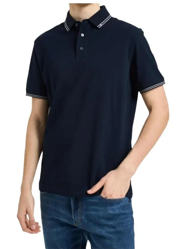 Emporio Armani Stripe Detailed Short-sleeved Polo Shirt - Blue